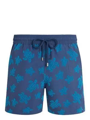 Vilebrequin Flocked Ronde Des Tortues Moorea Swim Trunks - Blue