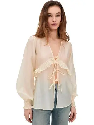 4TH & RECKLESS Hattie Sheer Top - Buttercream