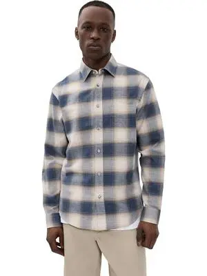 BOSS H-owen Flannel Button Down Shirt - Open Blue