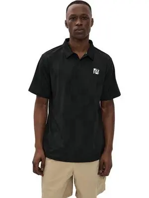 MALBON Performance Mesh Paneled Polo - Black