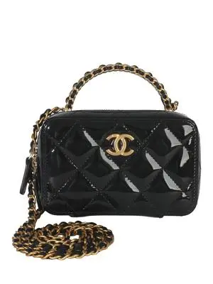 Chanel Quilted Patent Vanity Bag - Black