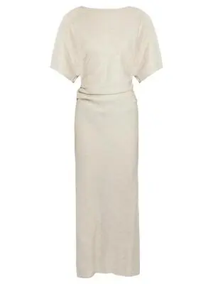 Staud Amelie Linen-blend Midi Dress - Off White