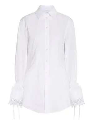 Erdem Lace-trimmed Cotton-poplin Shirt - White