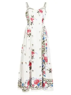 Erdem Floral-embroidered Cotton Midi Dress - White