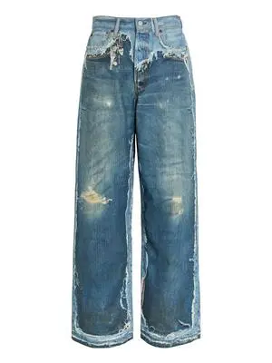 Acne Studios Printed Wide-leg Jeans - Blue Denim