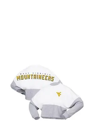SPIRIT JERSEY West Virginia Mountaineers Heather Block Cropped Long Sleeve Jersey T-shirt - White