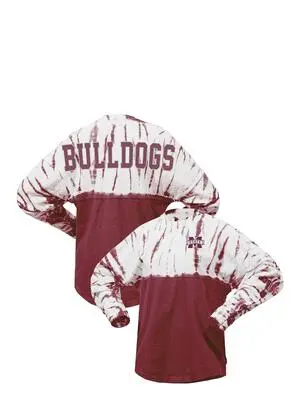 SPIRIT JERSEY Mississippi State Bulldogs Tie-dye Long Sleeve Jersey T-shirt - Maroon
