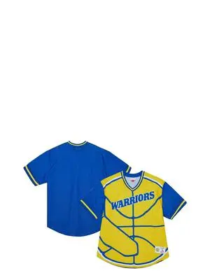 Mitchell & Ness Golden State Warriors Jumbotron 3.0 Mesh V-neck T-shirt - Gold