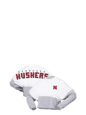 SPIRIT JERSEY Nebraska Huskers Cropped Long Sleeve Jersey T-shirt - White