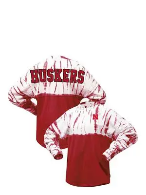 SPIRIT JERSEY Nebraska Huskers Tie-dye Long Sleeve Jersey T-shirt - Scarlet