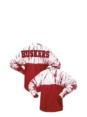 SPIRIT JERSEY Nebraska Huskers Tie-dye Long Sleeve Jersey T-shirt - Scarlet