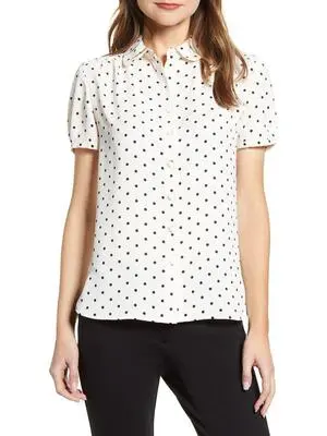 ANNE KLEIN Dot Short Sleeve Shirt