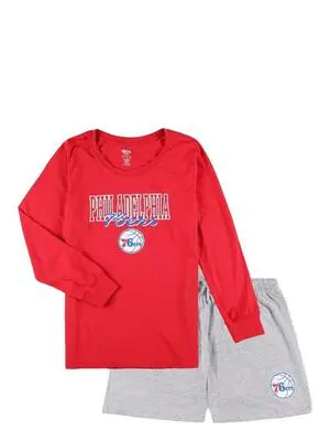 CONCEPTS SPORT Philadelphia 76ers Long Sleeve T-shirt And Shorts Sleep Set - Red