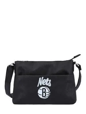 FOCO Brooklyn Nets Logo Script Crossbody Handbag - Black