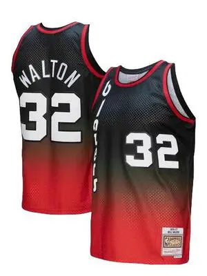 Mitchell & Ness Bill Walton /black Portland Trail Blazers 1976/77 Hardwood Classics Fadeaway Swingman Player Jersey - Red