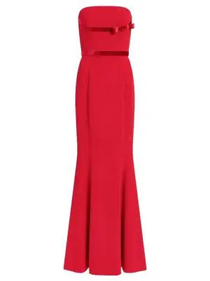 Jenny Packham Pamela Bow-detail Strapless Maxi Dress - Chilli Red
