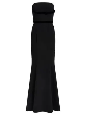 Jenny Packham Pamela Bow-detail Strapless Maxi Dress - Liquorice
