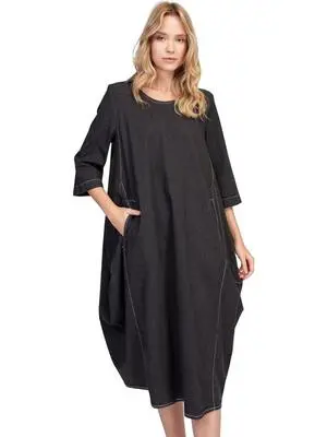 Alembika Liberty Oversized Cocoon Dress - Black Denim