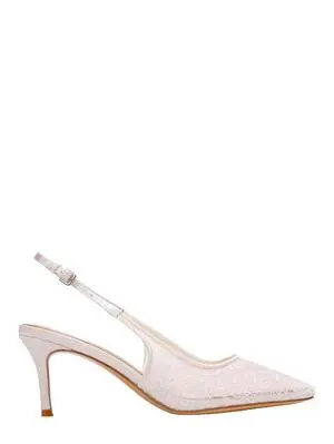 BLACK SUEDE STUDIO Maisie 70 Lace Slingback Pumps - White Lace