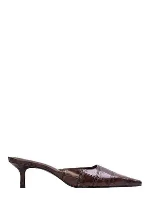 BLACK SUEDE STUDIO Riley 50 Croc-print Kitten Heel Mules - Brown Croc Leather