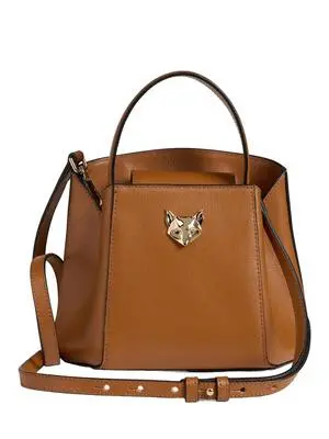DESERI Rosa Mini Handbag In Saffiano Leather Brown