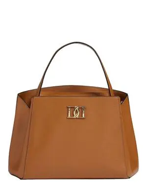 DESERI Rosa Handbag In Saffiano Leather With Gold-tone Hardware - Brown