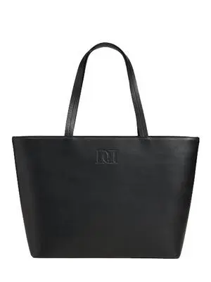 DESERI Maya Tote In Premium Calf Leather With Gold Tone Hardware - Black