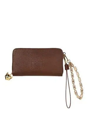DESERI Paris Saffiano Leather Wallet - Brown With Gold Wristlet