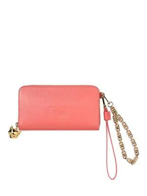 DESERI Paris Saffiano Leather Wallet - Coral With Gold Wristlet
