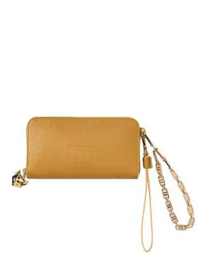 DESERI Paris Saffiano Leather Wallet - Yellow With Gold Wristlet