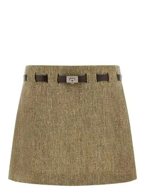 FERRAGAMO Mini Skirt With Gancini Belt - Multicolor
