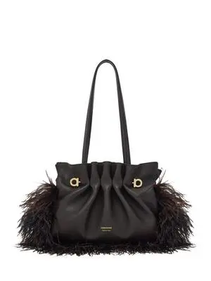 FERRAGAMO Soft Bag With Feather Detail - Brown