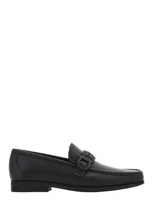 FERRAGAMO Moccasin With Braid And Gancini Ornament - Black
