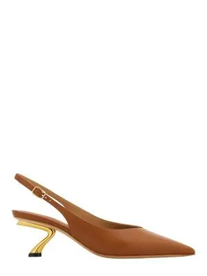 FERRAGAMO S-shaped Heel Slingback - Brown