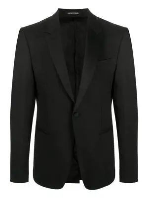 Emporio Armani Single-breasted Wool Suit Jacket - Black