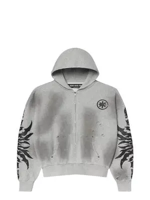 LOSTSHDWS Acid Wash Zip Hoodie - Grey