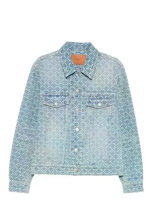 Sandro Square-pattern Denim Jacket - Blue