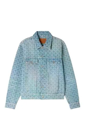 Sandro SANDRO Square Cross Jacquard Denim Jacket Blue