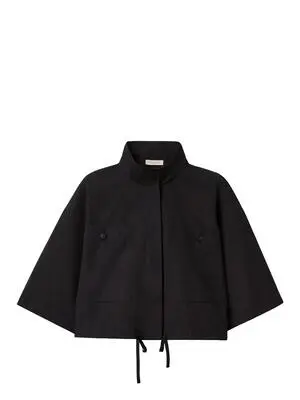 Lafayette 148 New York Organic Cotton Poplin Oversized Shacket - Black