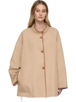 Lafayette 148 New York Cotton-silk Car Coat - Birch/raffia