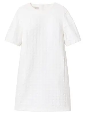 Lafayette 148 New York Denim Fringe Mini Shift Dress - Washed Plaster