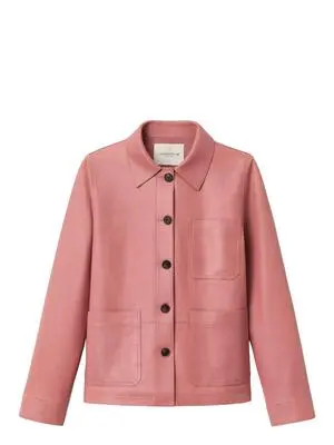 Lafayette 148 New York Nappa Leather Patch Pocket Jacket - Dahlia
