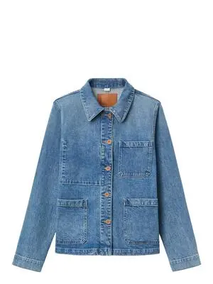 Lafayette 148 New York Denim Patch Pocket Jacket - Faded Skyline