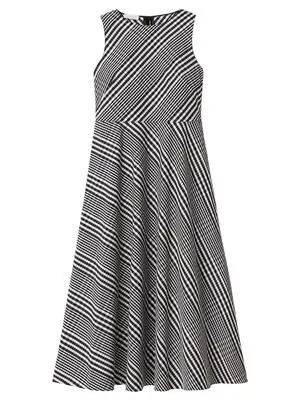 Lafayette 148 New York Grid Plaid Sleeveless Midi Dress - Black Multi