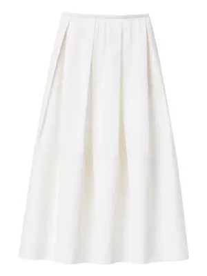 Lafayette 148 New York Organic Cotton Poplin A-line Midi Skirt - White
