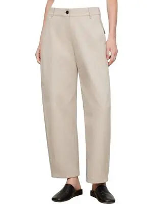 Lafayette 148 New York Cotton Twill Barrel Leg Ankle Pants - Cement