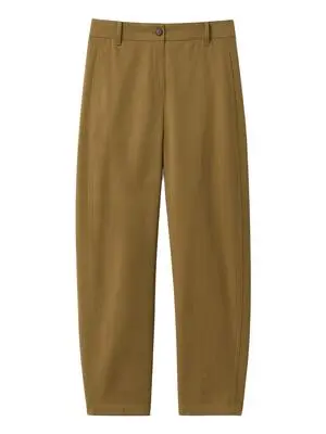 Lafayette 148 New York Cotton Twill Barrel Leg Ankle Pants - Khaki Green