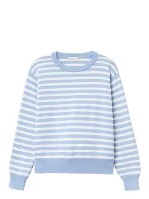 LAFAYETTE 148 NEW YORK Stripe Cotton-Silk Crewneck Sweater