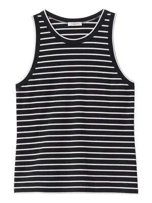 Lafayette 148 New York Stripe Cotton Rib Racerback Tank - Ink Multi