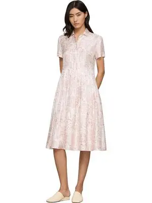 Lafayette 148 New York Landmarks Print Silk Twill Shirtdress - Dahlia Multi